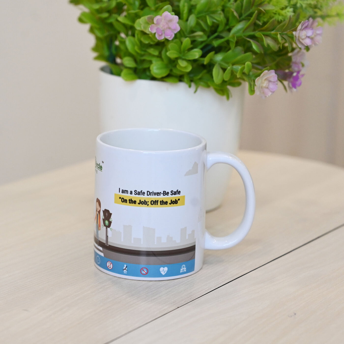 I am a Safe Driver - Be Safe Mug (White with Sky Blue border) (Pack of 10)
