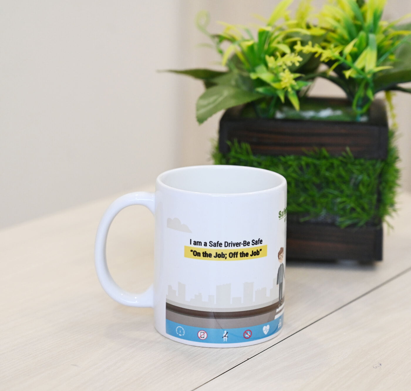 I am a Safe Driver - Be Safe Mug (White with Sky Blue border) (Pack of 10)